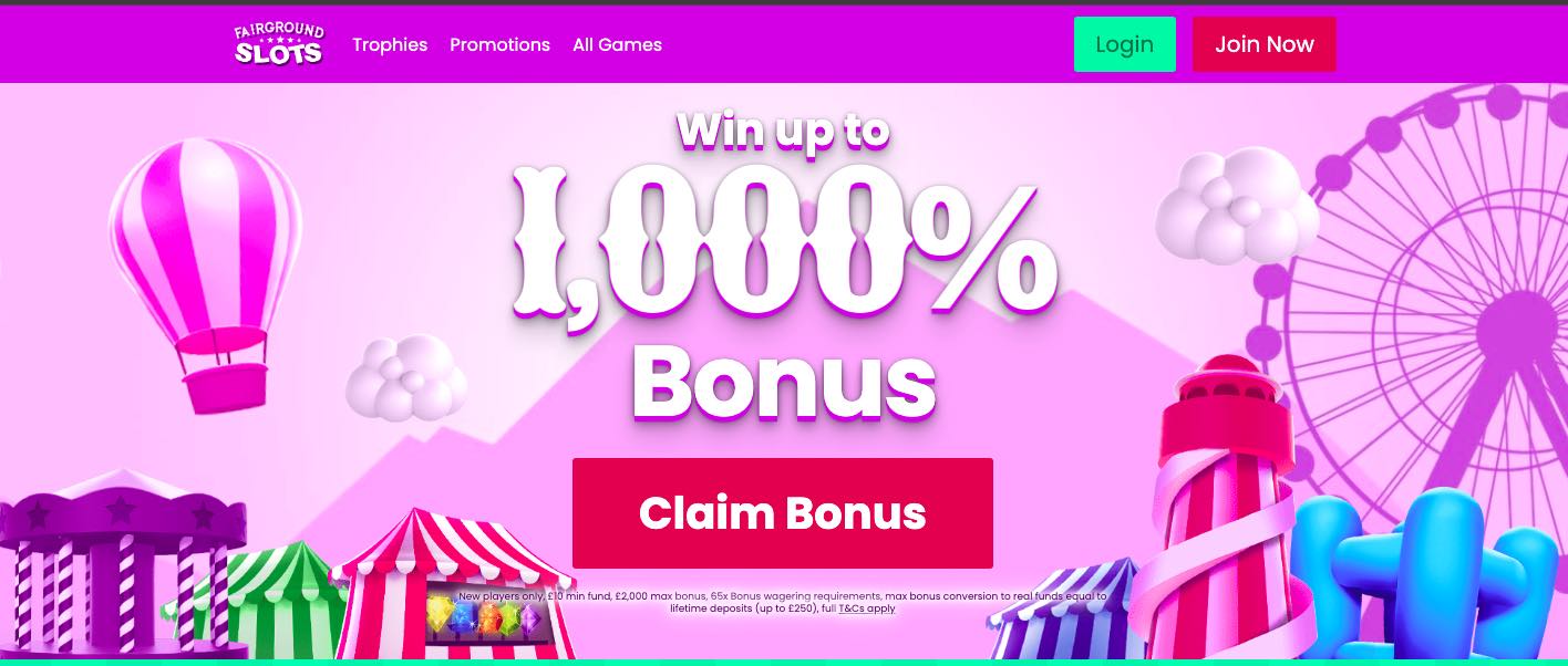 Fairground Slots - 1,000% Deposit Match Up Wheel - Jumpman Casino