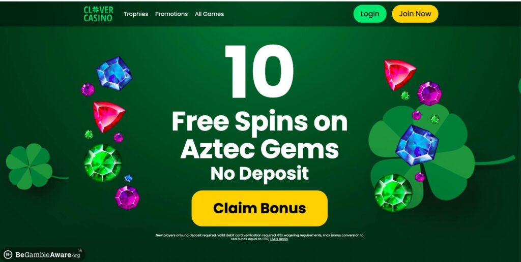 Clover Casino - 10 No Deposit Free Spins