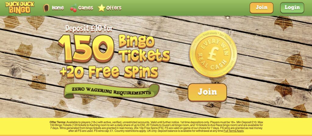 Duck Duck Bingo Review - Great Bingo Rooms & Promotions - Rated 3/5